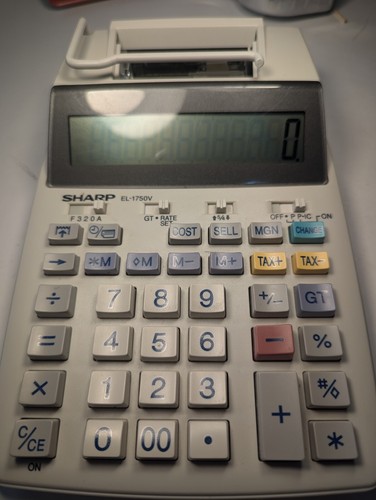 Sharp EL-1750V Two-Color Printing Calculator 2 LinesSec 3 BlackRed ...