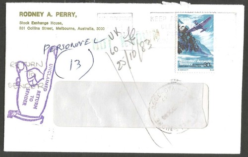 Australia 1983 - Unclaimed & return to sender (Dealer Rod Perry) cover ...