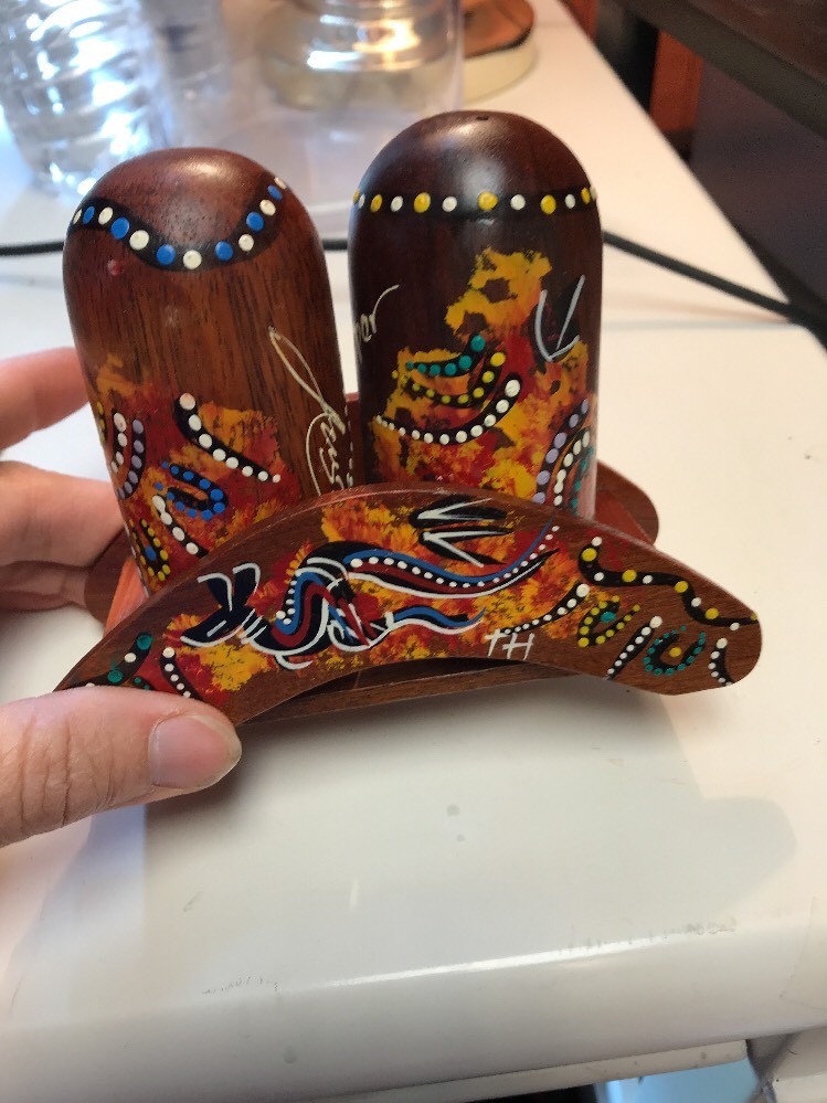 VTG Australia Aboriginal Art Handmade Painted Wooden Salt Pepper ...