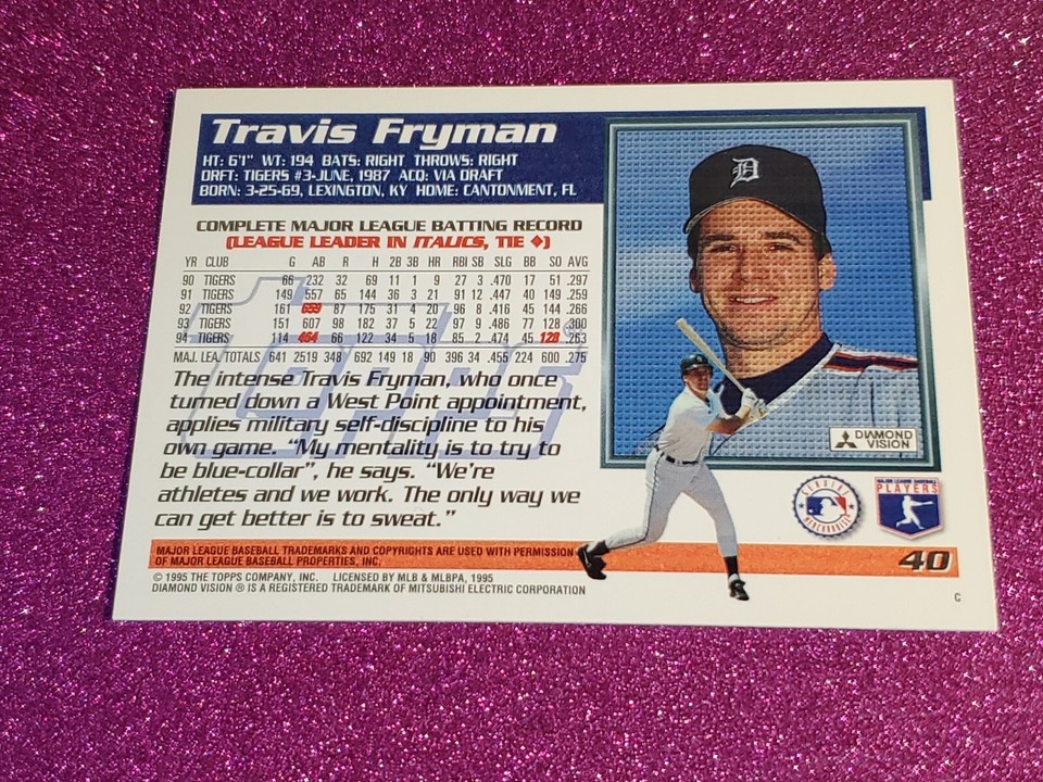 1995 Topps Baseball Travis Fryman Detroit Tigers #40 | eBay