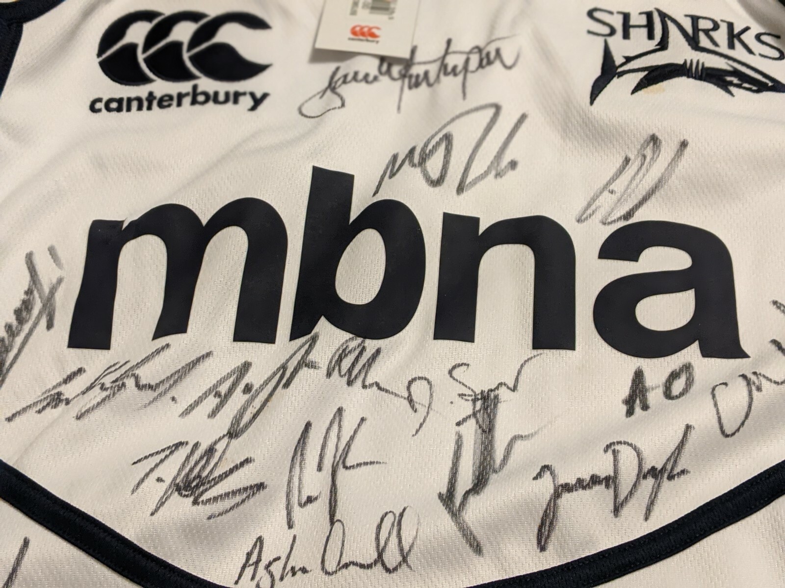 Canterbury SHARKS Alternate RUGBY Pro S/S AUTOGRAPHED JERSEY SIZE XXL ...