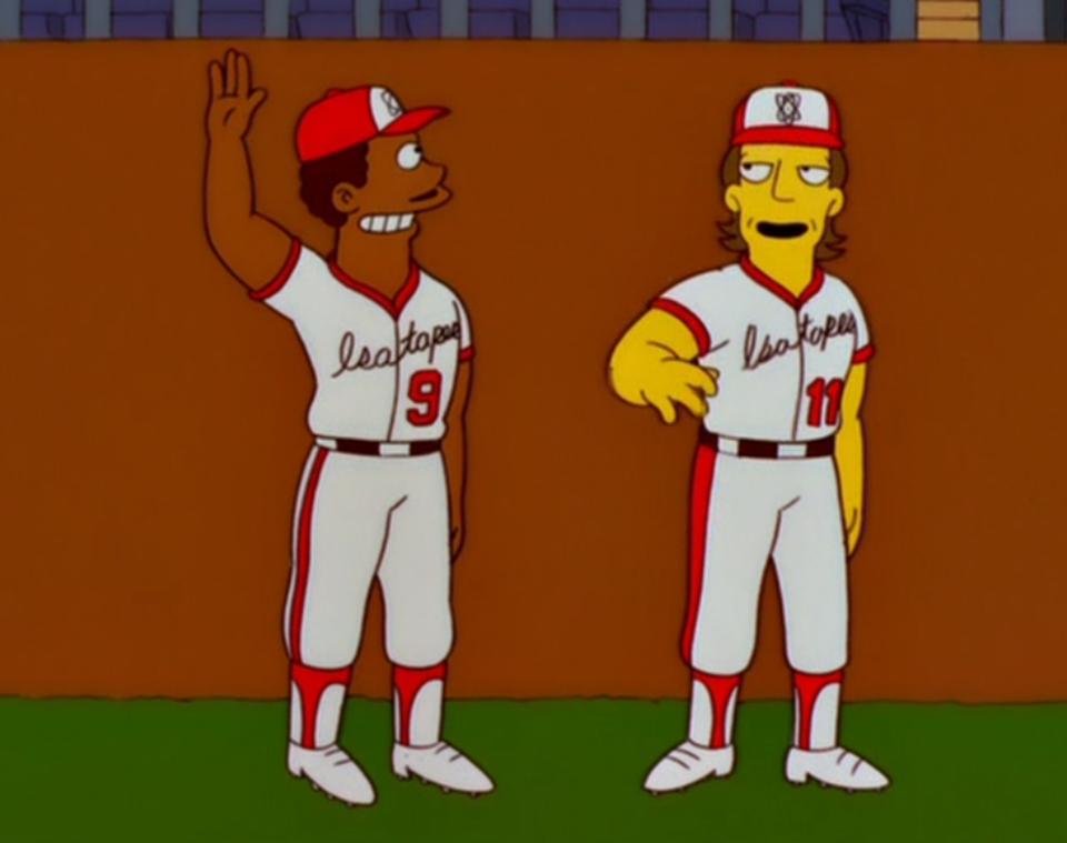 THE SIMPSONS Springfield Isotopes Baseball Jersey White/Red TV Show ...