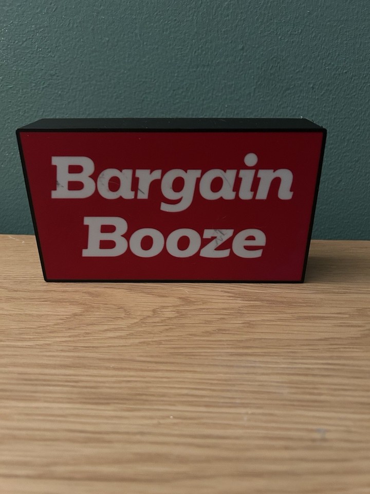 Bargain Booze Inspired Light Up Garden Or Home Bar Sign for Man Cave Or ...