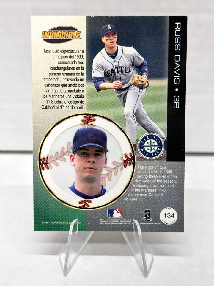 1999 Pacific Invincible Baseball Card #134 Russ Davis Seattle Mariners ...