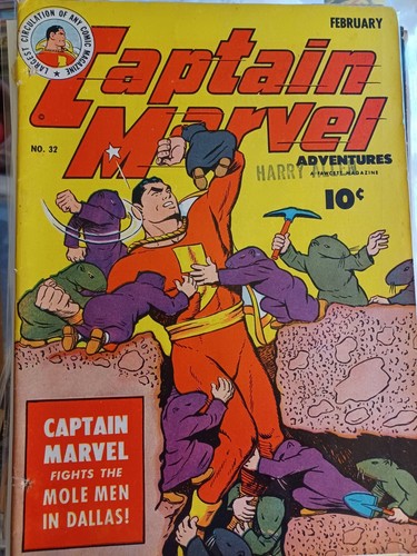 CAPTAIN MARVEL ADVENTURES #32 1944 WW2 COMIC OW/PAGES MR. MIND APPEAR ...