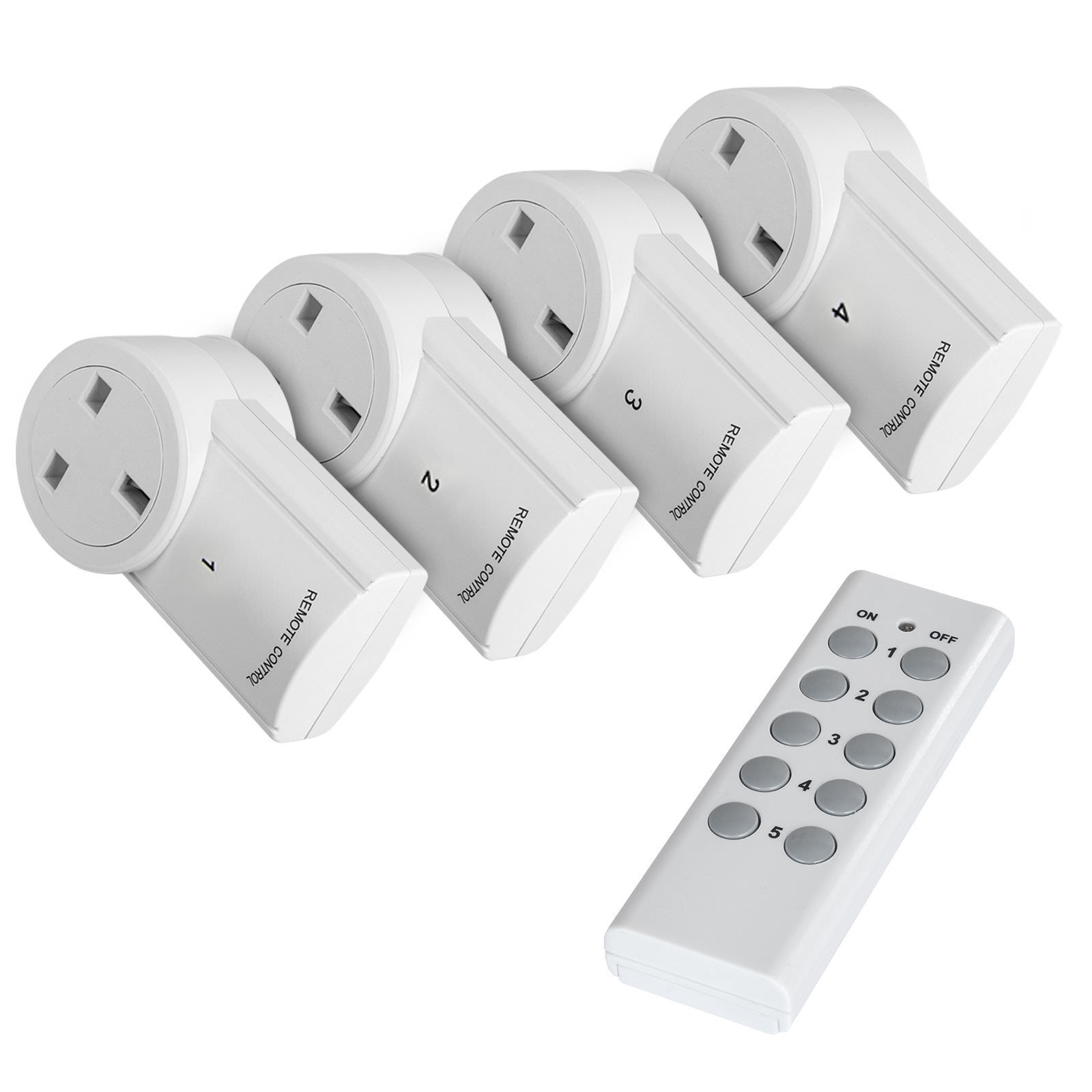 1-5 Remote Control Sockets Wireless Switch Home Mains Power Outlet Pack ...