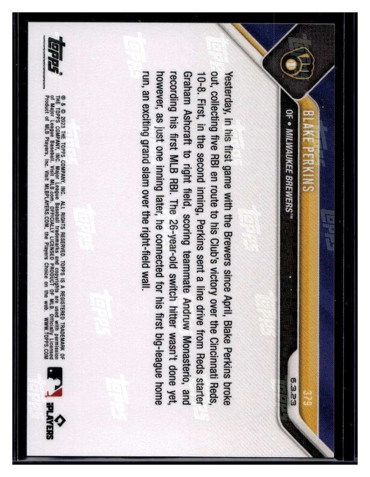 2023 Topps Now #379 Blake Perkins Base Card (Qty) RC Rookie | eBay