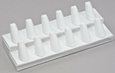 12 Finger Display White Ring Display White Leatherette Jewelry Display ...