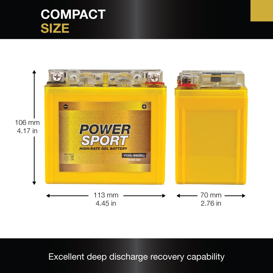 2 Pack -YTX5L-BS 12V 5AH Gel Battery Replacement for ES5L-BS, GTX5L-BS ...
