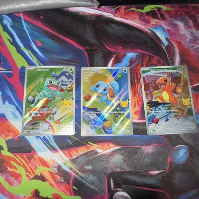 Pokemon 30th First Partner Illustration Promo Set Squirtle Charmander ...