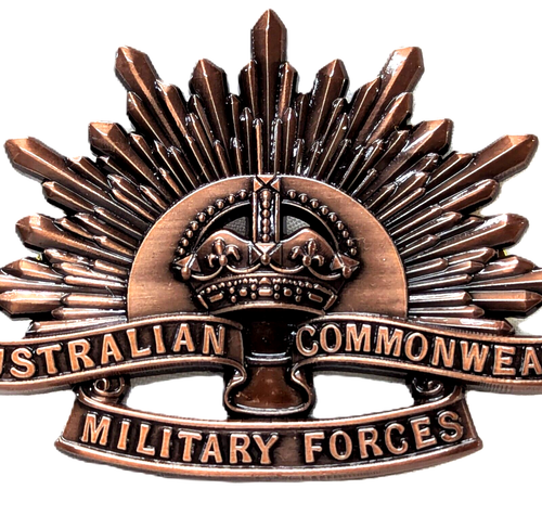 Rising sun hat badge for uniform Australian army 3rd type WW1 WW2 brown ...