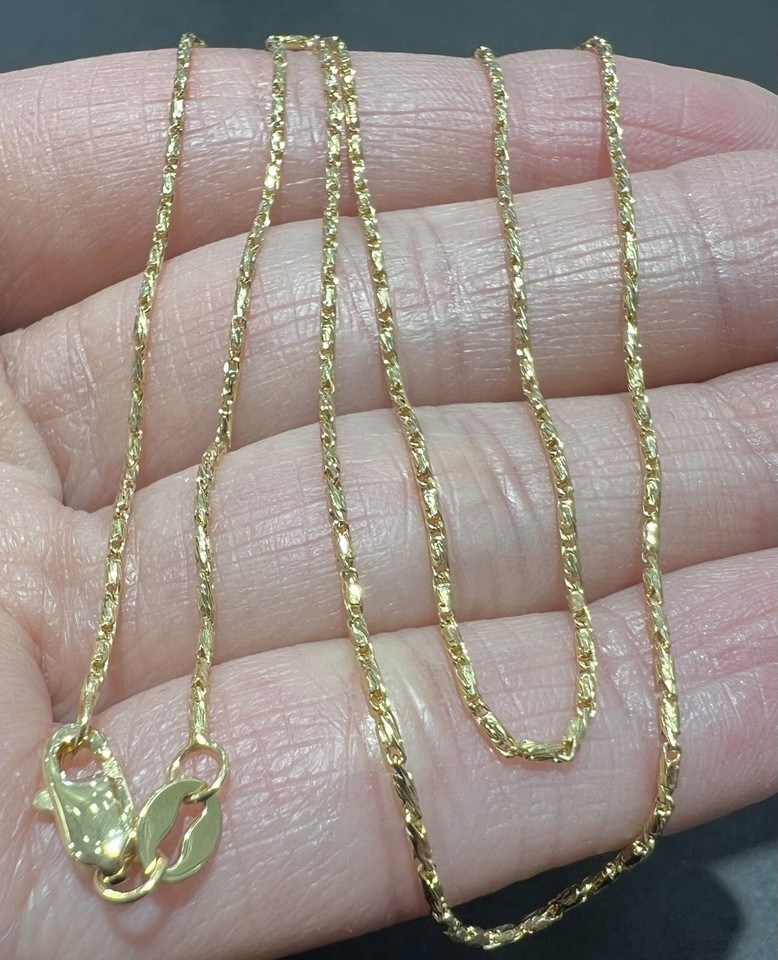 18K Yellow Gold Rounded Bars/ Bamboo Style Diamond Cut Pattern Necklace ...