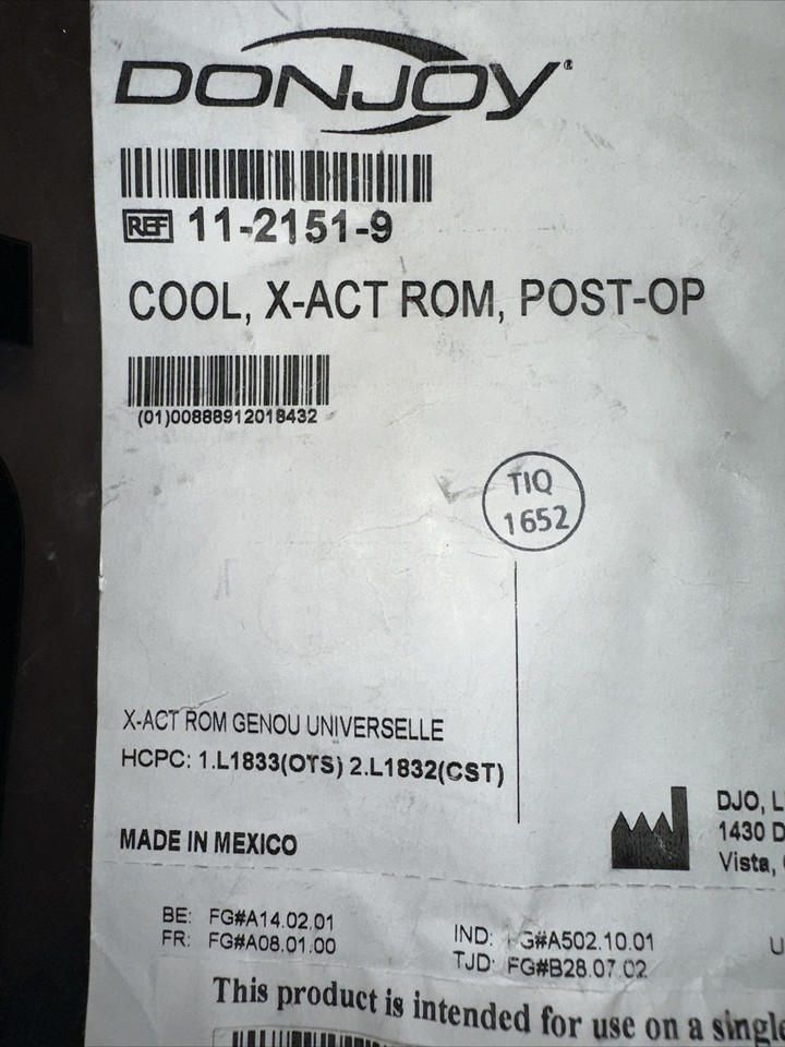 DonJoy 11-2151-9 Cool X-Act ROM Post-Op Knee Brace Universal | eBay