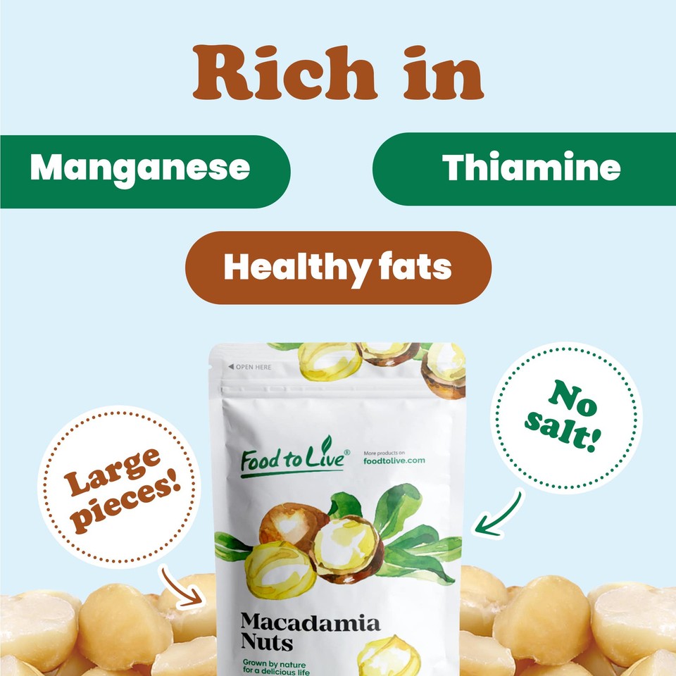 Macadamia Nut Halves and Pieces – Kosher, Raw, Vegan – by Food to Live ...