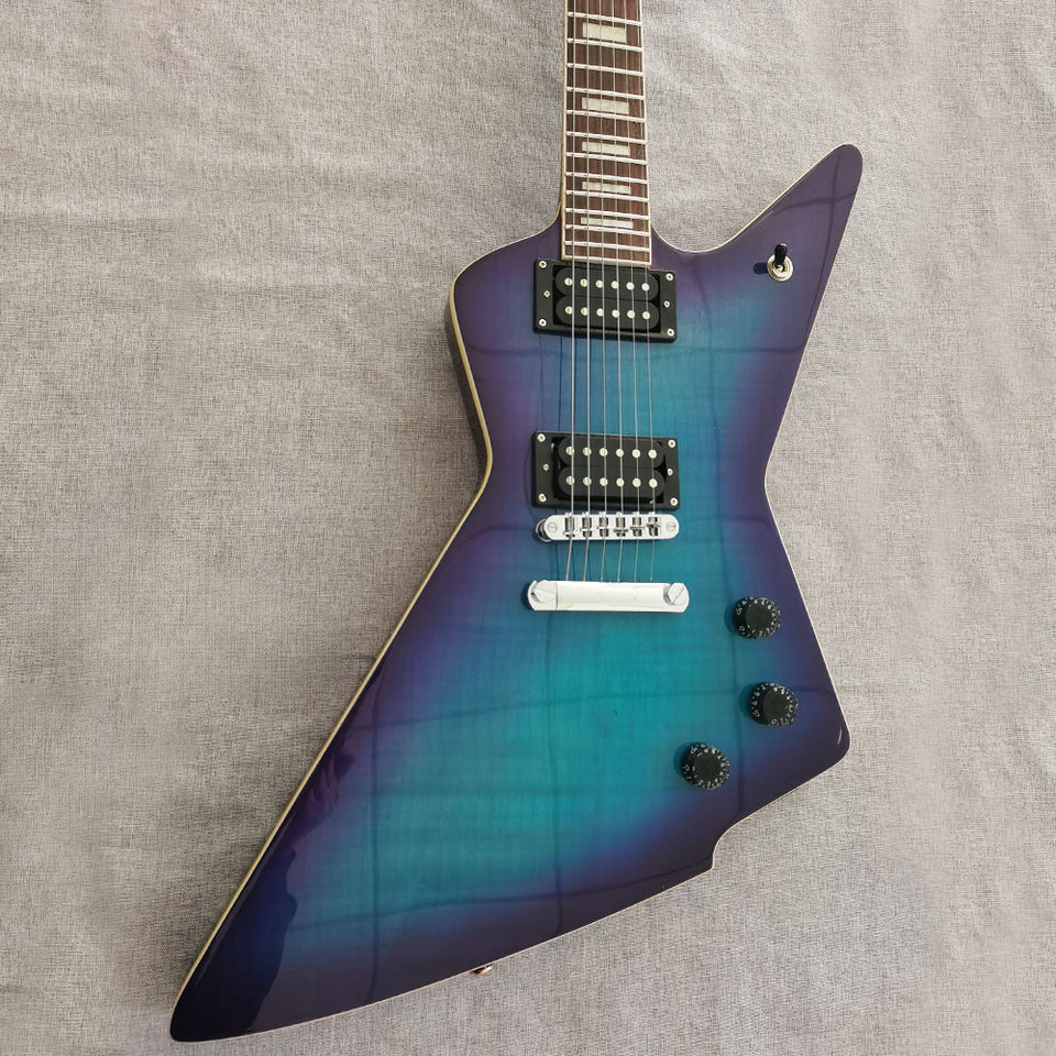Explorer Electric Guitar Purple to Teal Burst Flamed Maple Top ...