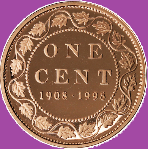 1908 - 1998 Canada Commemorative PROOF Large Cent Coin. PENNY 1p 1c ...