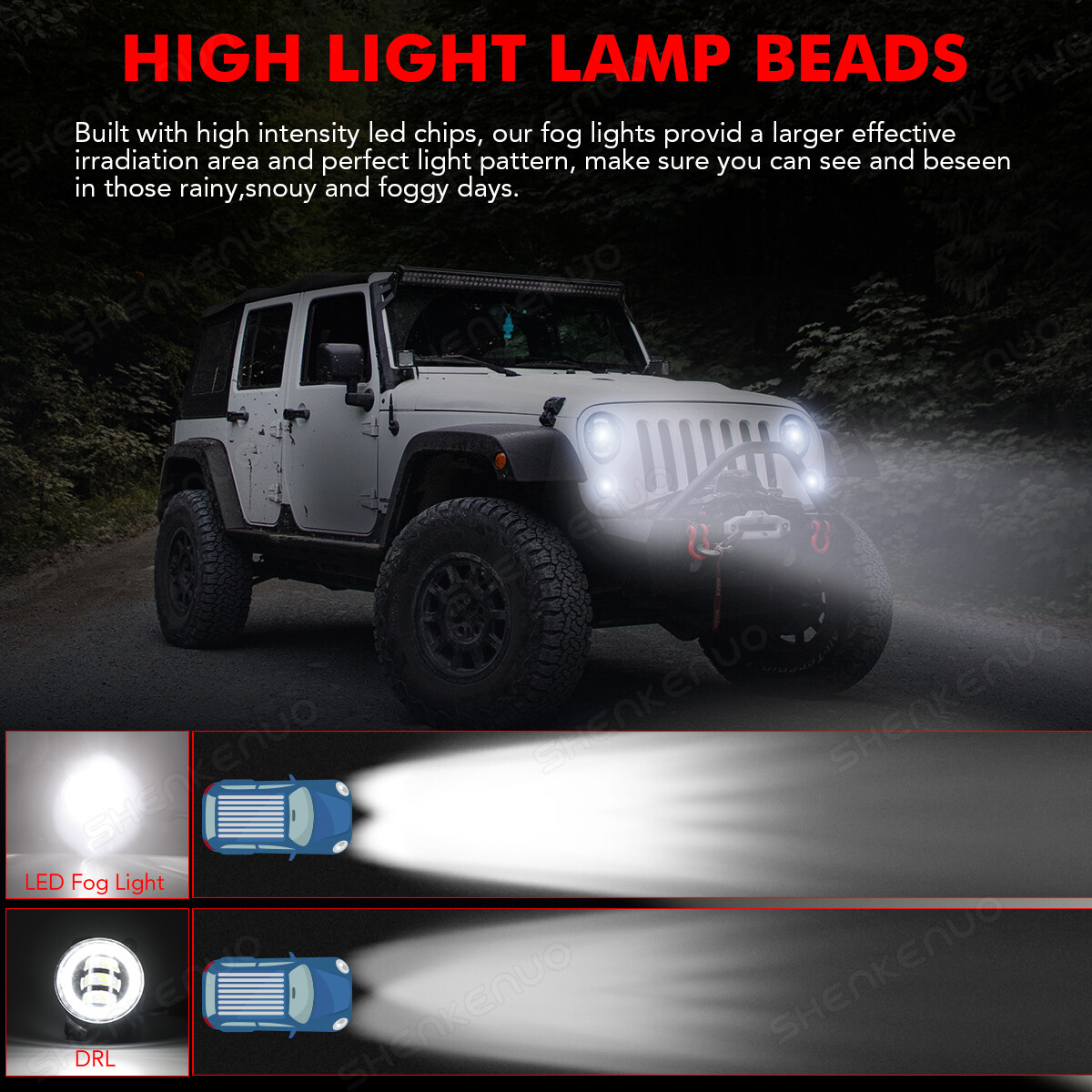 For Hummer H2 H3T 05-10 7" INCH Halo LED Headlight DRL&4" Fog Lights ...