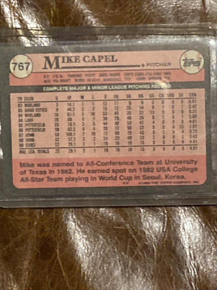 RARE 1989 Topps #767 Mike Capel Cubs MISPRINT ERROR Card | eBay