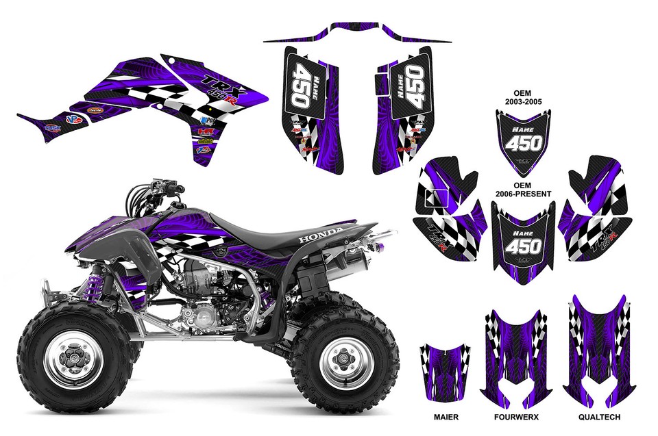 TRX 450R Graphic Kit with OEM, Fourwerx, Maier or Quadtech Hood #3500 ...