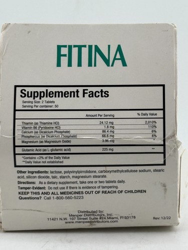 Fitina Dietary Supplement (100 Tab ) 8/2025 | eBay