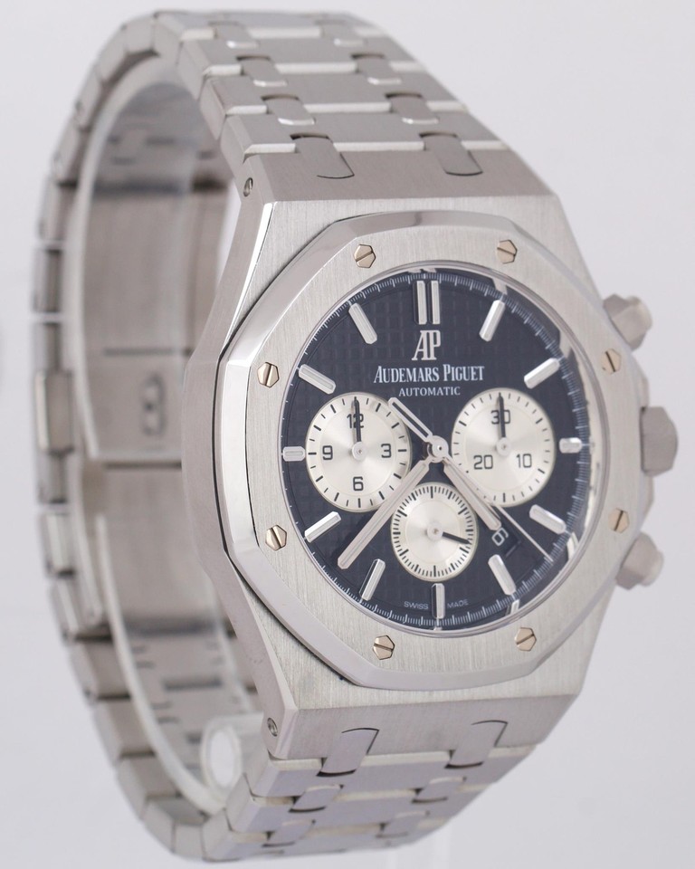 MINT Audemars Piguet Royal Oak Chronograph BLACK 41mm Stainless Steel ...