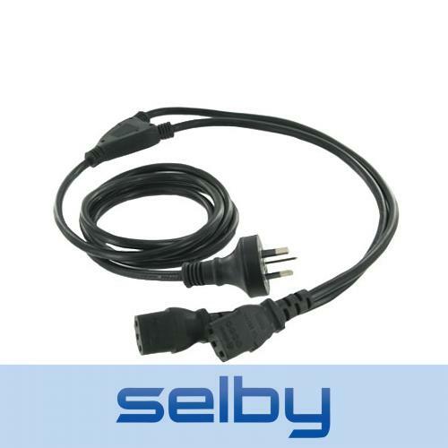 240V Australian Mains Power Lead Cable Cord AU 3-Pin to 2x IEC "Kettle ...
