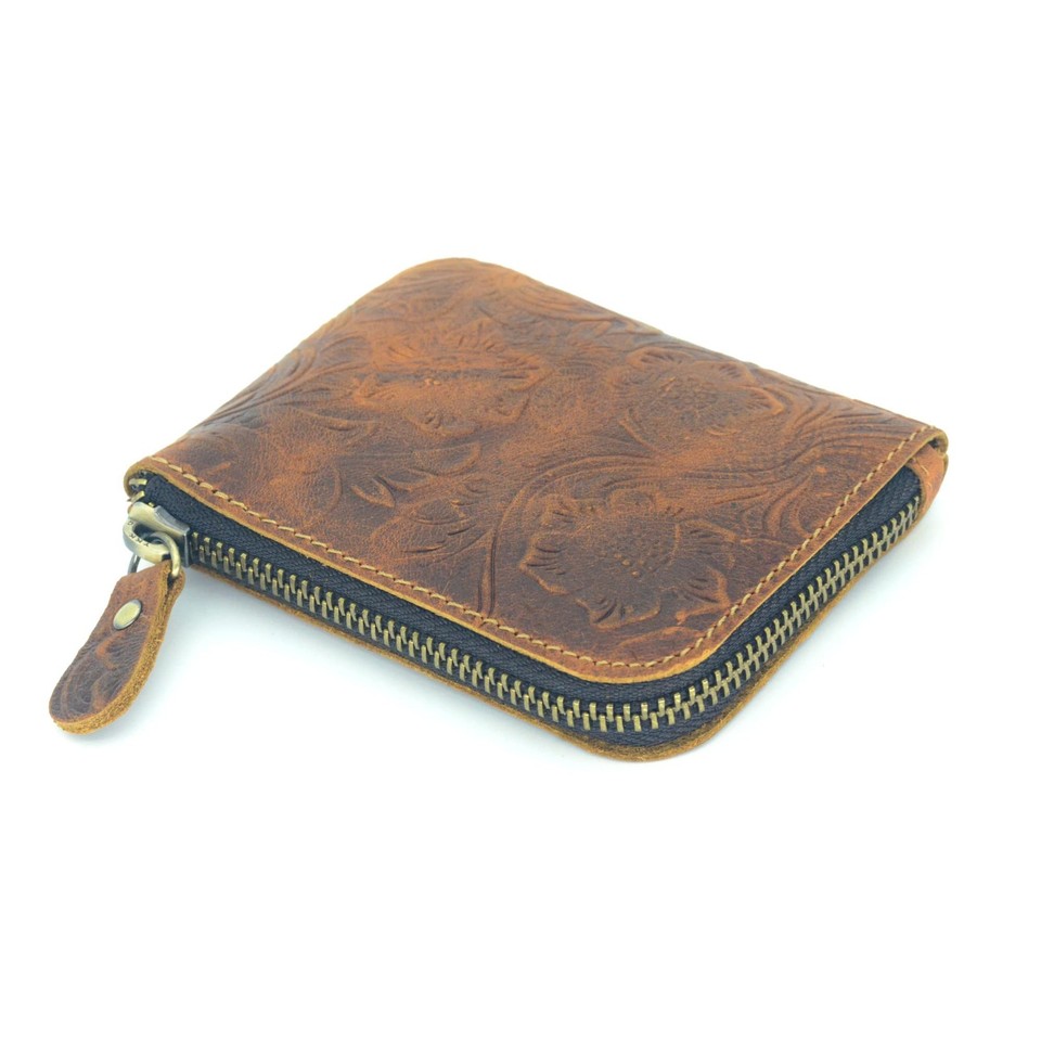 Genuine Leather Zipper Coin Purse Wallet With Key Car Smart Holder ...