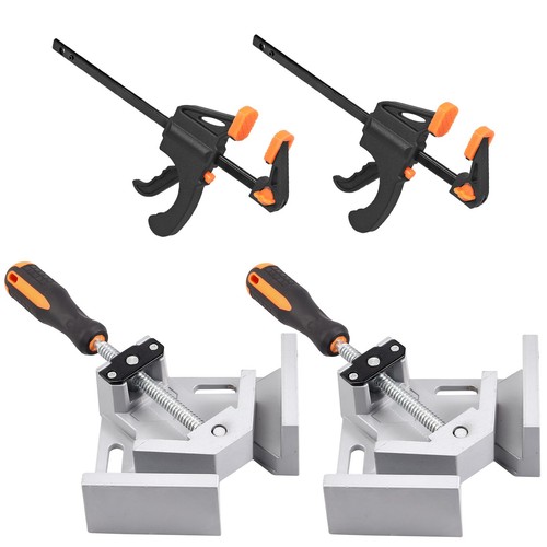 2x 90 Degree Corner Right Angle Clamp + 2x 4" Woodworking Clip Bar F ...