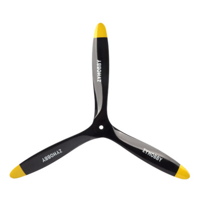 3 Blade 20*12inch Black +Yellow Propeller CCW Beech Wooden Prop for RC ...
