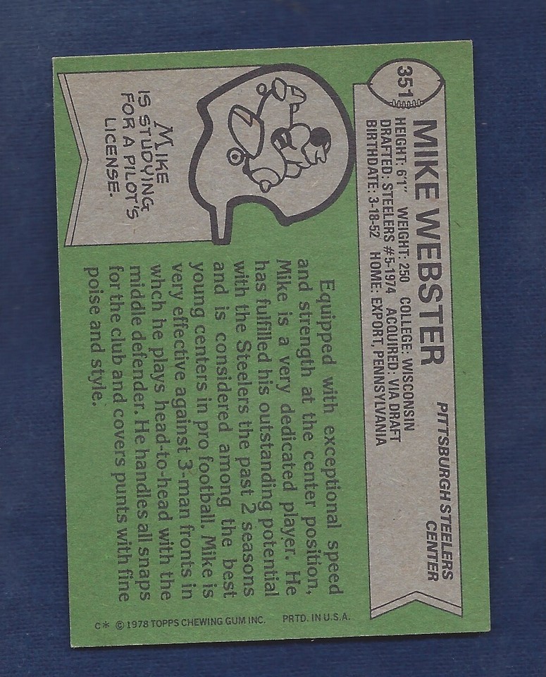 SHARP PACK FRESH 1978 TOPPS #351 MIKE WEBSTER .99 SHIPPING L553 | eBay