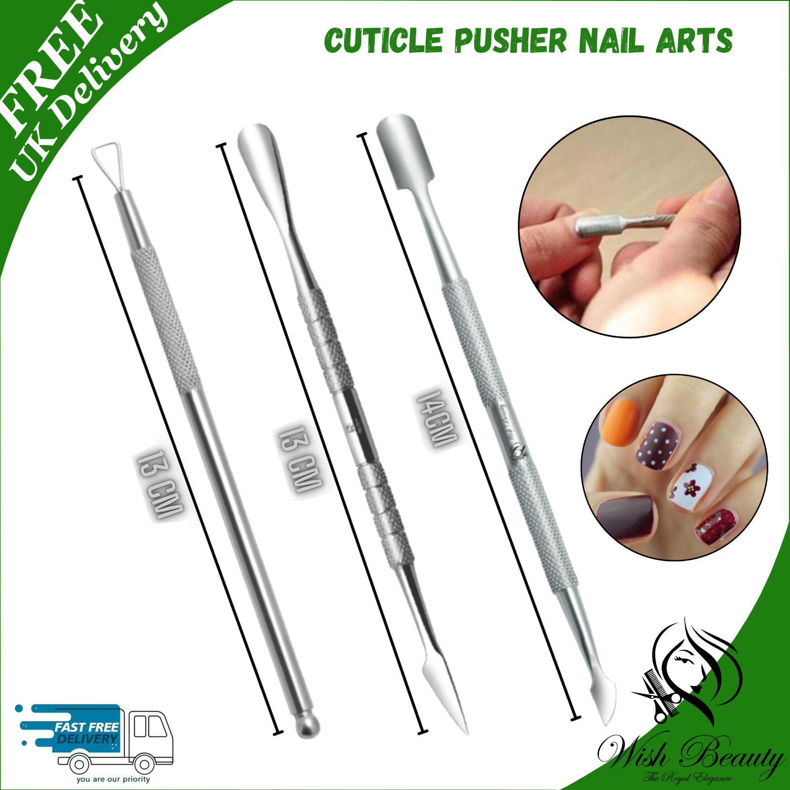 CUTICLE PUSHER & NAIL SCRAPER SET Professional Remover Tool UV Gel Nail ...
