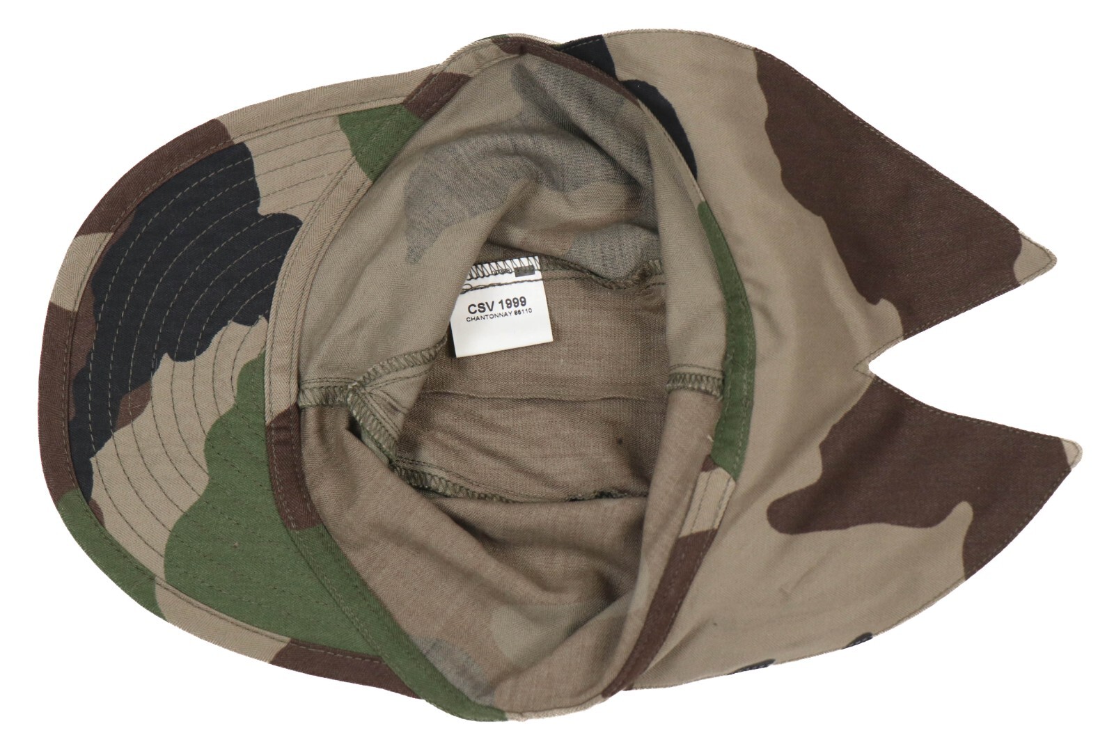 Large 58- French Army Military CCE Woodland Camouflage Field Cap Hat ...