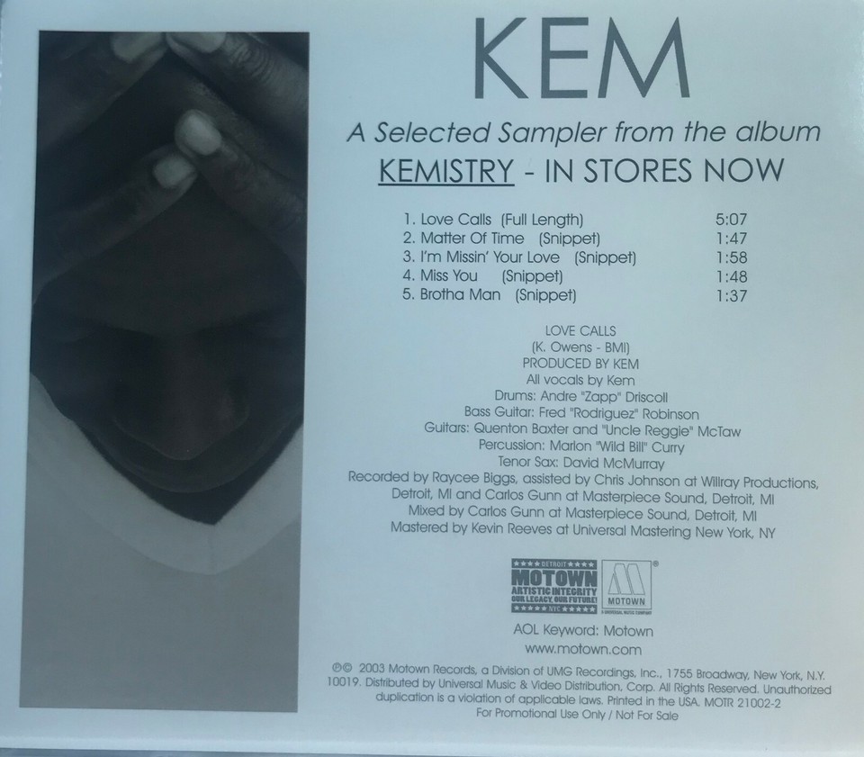 Kem ‎– Kemistry Sampler (CD - Selection Sampler Motown *Rare* 2003 ...