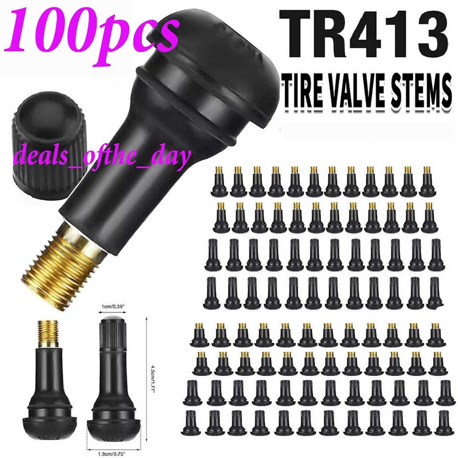 100pcs Valve Stems Car Tire Stem TR 413 TR413 Snap-In Tire Short Black ...