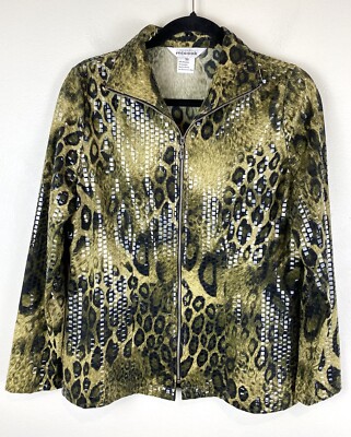 EXCLUSIVELY MISOOK Women Full Zip Leopard Print Paillettes Sequin ...