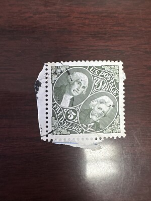US Postage USA Five Dollars $5 George Washington & Andrew Jackson Stamp ...