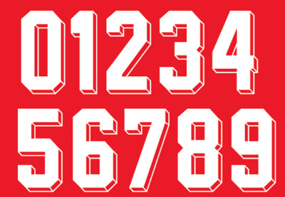 Vinyl 1980's 90's Football Shirt Soccer Numbers Heat Print Football ...
