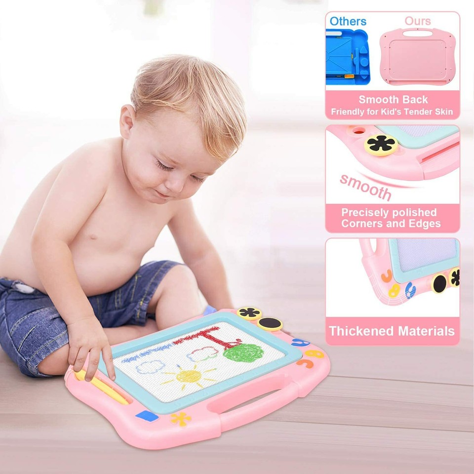 Magnetic Drawing Board Erasable for Kids Toys for Toddlers Pink Tablet ...