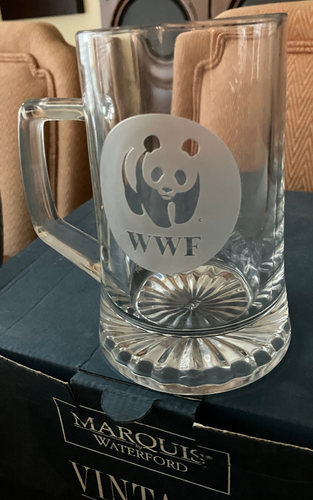 Calling all Panda Lovers! Heavy (2lb) beer mug. Etched, frosted WWF ...