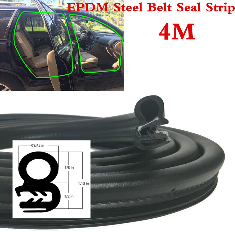 Car Door Seal Strip Body Mounted EPDM Steel Belt Strip Moldings Trims 4 ...