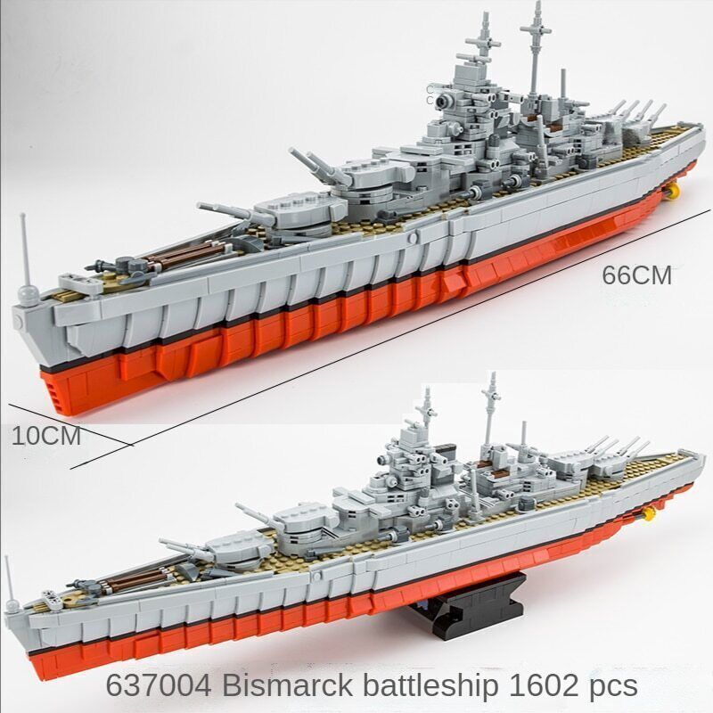 WW2 KMS Bismarck Battleship MOC Building Blocks Set, Military Warship ...