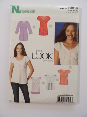 New Look 6869 Tops & Pullover 6 - 16 UNCUT Sewing Pattern | eBay