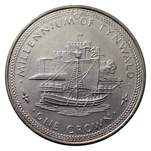 IOM ISLE OF MAN 1 CROWN KM 47 MILLENNIUM OF TYNWALD SHIP BOAT 1979 UNC ...