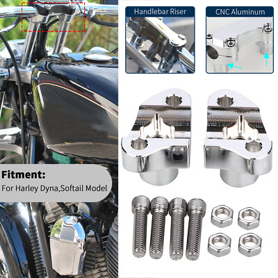 Motor CNC 1 1/2" Tall Handlebar Risers Kit For Harley Dyna Fat Boy ...