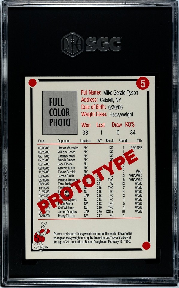 *RARE* 1991 Kayo Mike Tyson Promo #5 SGC 9 MINT! POP: 8; NONE HIGHER! 🔥 ...