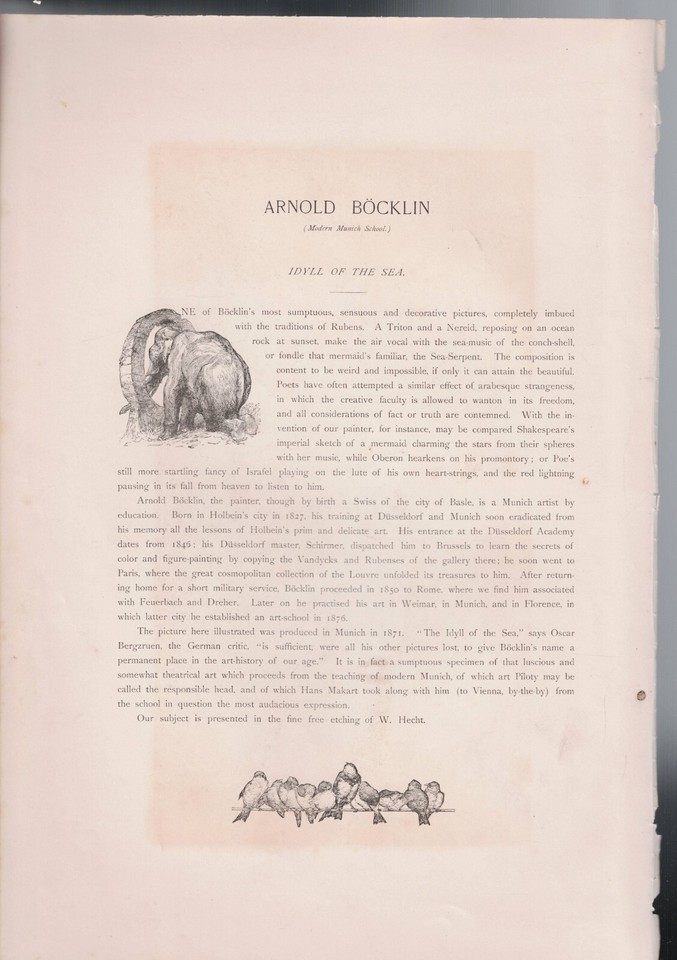 ANTIQUE PRINT pbl 1889 , IDYLL OF THE SEA by ARNOLD BOCKLIN | eBay