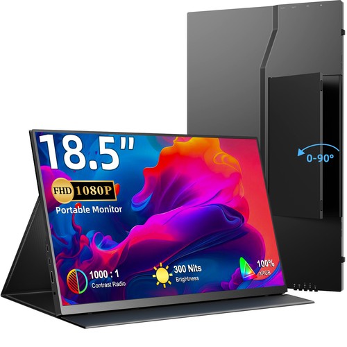 Used 18.5" Portable Monitor 1080P Larger Screen 60Hz w/Integrated Stand ...