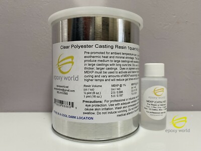 CLEAR POLYESTER CASTING RESIN by EPOXY WORLD 1 Quart (32 oz.) w/ MEKP FREE SHIP | eBay