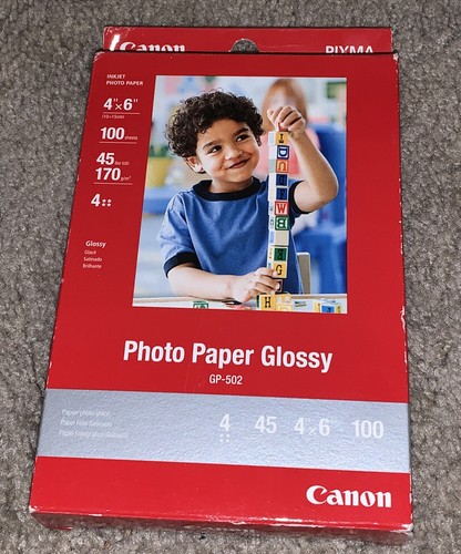 Canon PIXMA Photo Paper Plus Glossy Inkjet Paper 4x6 100 Sheet Pack. GP ...