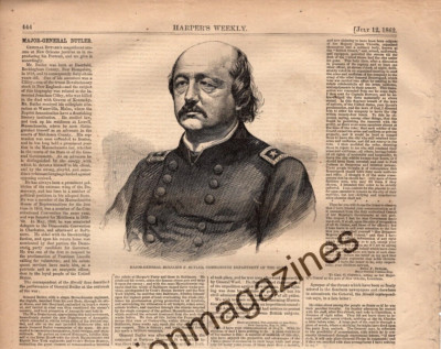 1862 Harpers Weekly July 12 Original print - Major General Butler | eBay